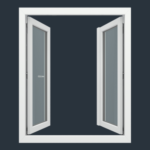 Dreje-kip vindue med sprosser 2 fags med to åbninger og 2x4 glasfelter ...